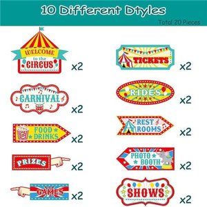 Party Supplies | 2 Pieces Circus Carnival Party Directional Signs ...